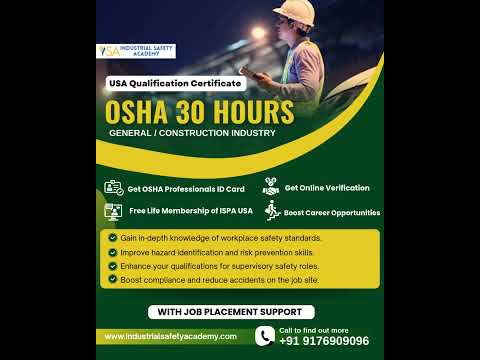 OSHA Certificate Course in Chennai & USA Certification Course - Industrial Safety Academy