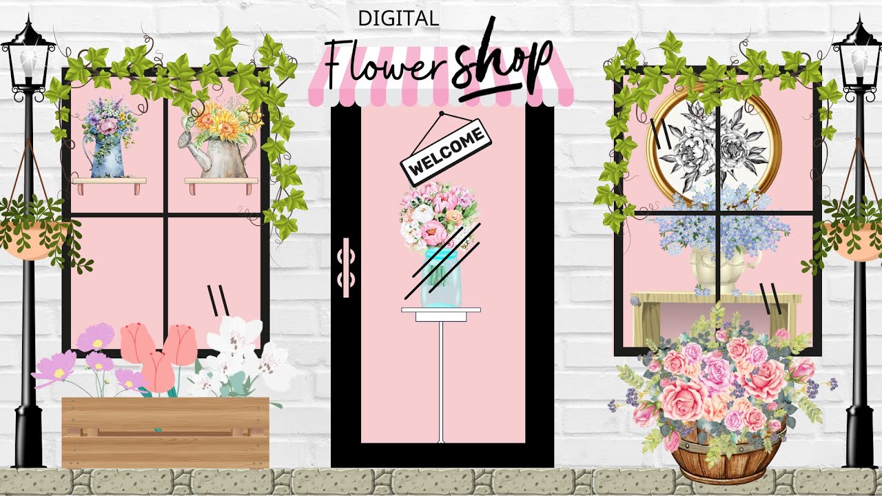 Digital Flower arrangement, Bright beautiful flowers.