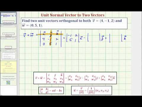 Ex: Find Two Unit Vectors Orthogonal to Two Given Vectors | Math Help from Arithmetic through ...