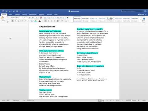 A Questionnaire Sample