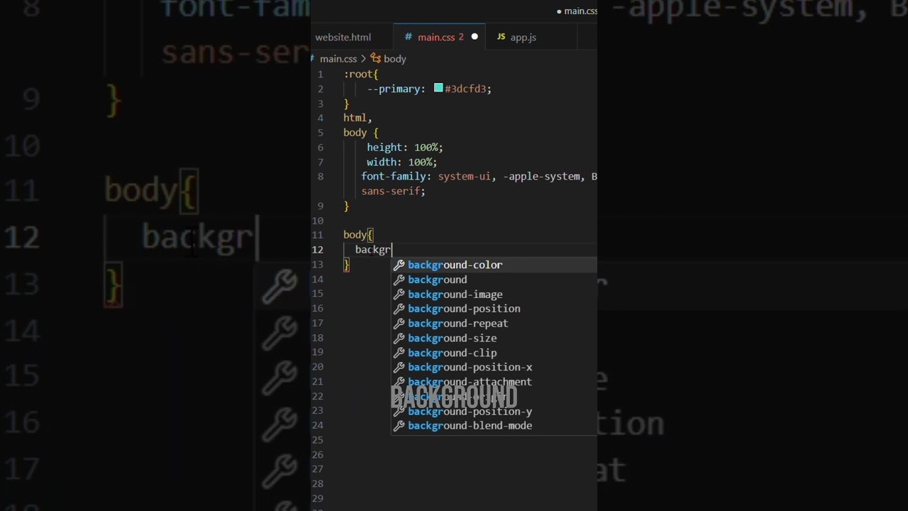 How to set image in background using 👨‍💻 HTML | CSS #css #shorts  #coding #webdesign #htmlcss