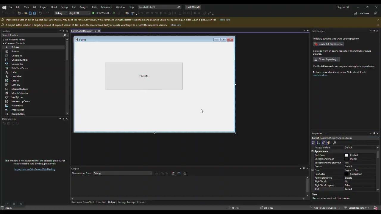 VB.NET Windows Forms Tutorial For Beginner| Hello World MessageBox on Button Click