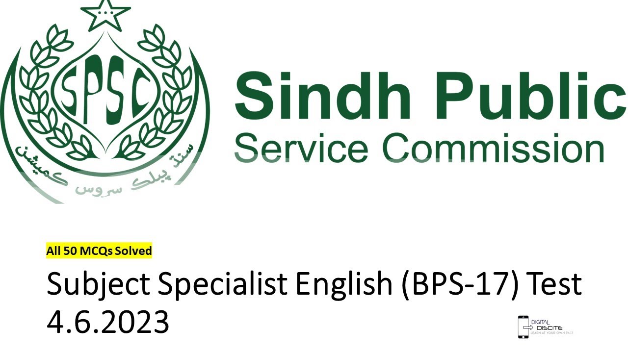 SPSC Subject Specialist English Solved Paper 4.6.2023 | SPSC SST English Paper