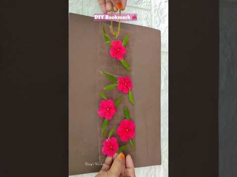 DIY cute bookmark with flowers 🌺🍃 #shorts #ytshorts #art #craft #trendingshorts #flowers #bookmark