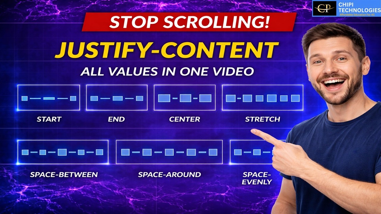 CSS Grid Practical Tutorial in Hindi | Justify Content - Session - 9 - ChiPi Technologies