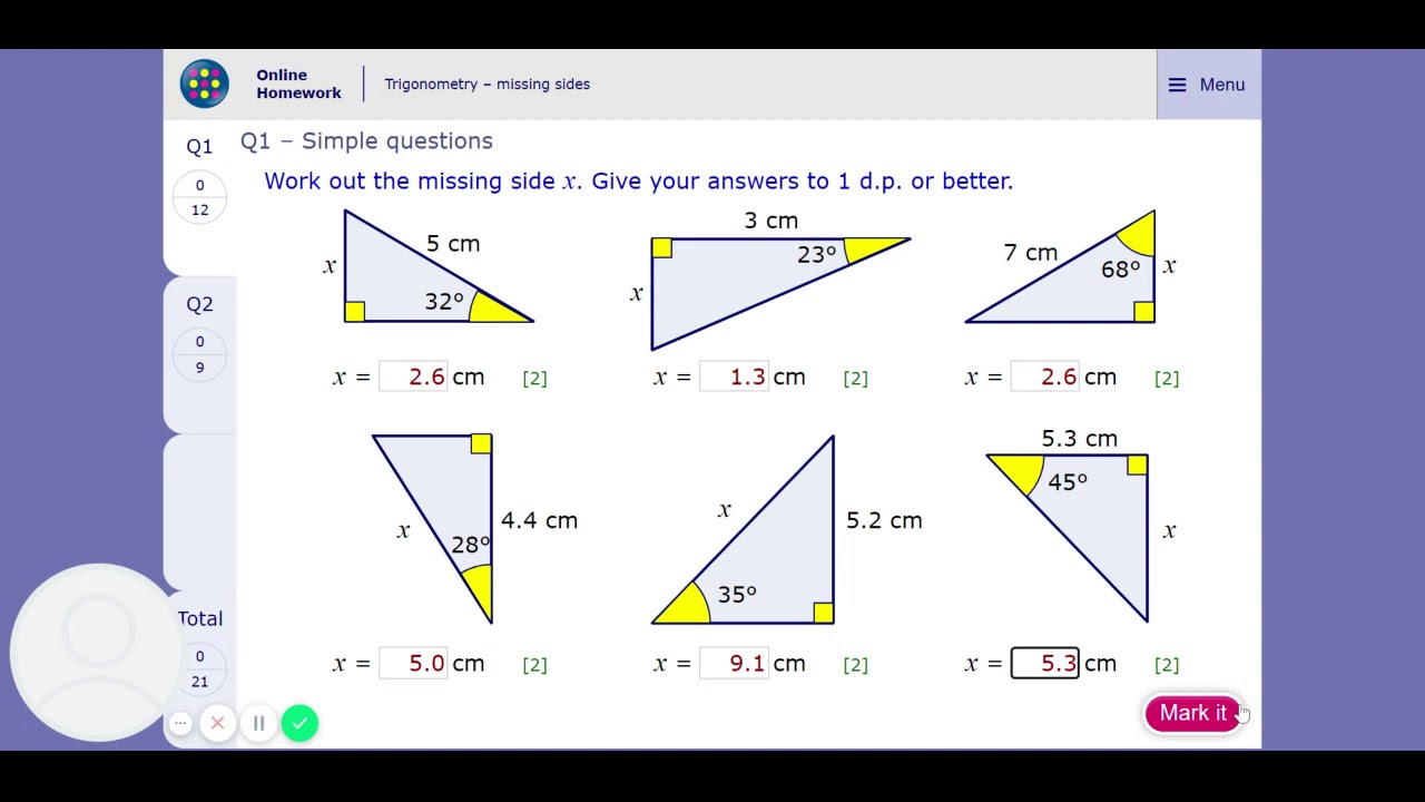 MyMaths Tutorial   Trigonometry missing sides