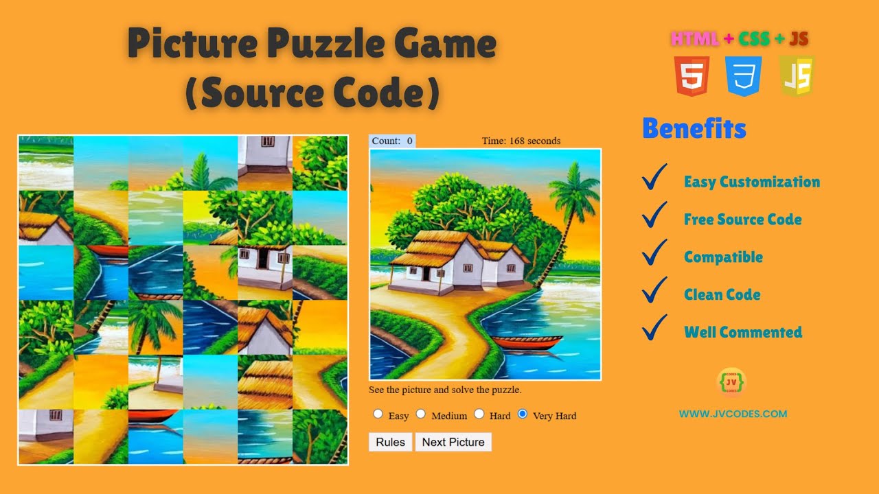 How to Create a Picture Puzzle Game Using HTML, CSS JavaScript (Free Source Codes)