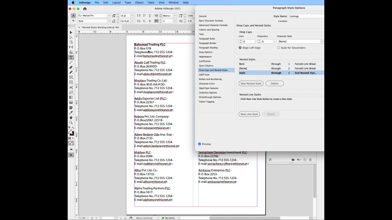Nested Paragraph Styles
