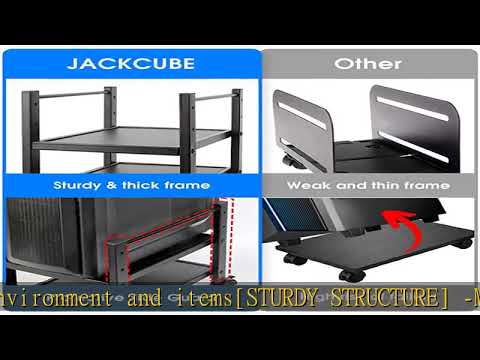 J JACKCUBE DESIGN 2 Tier Computer Tower Stand for Desktop CPU, Gaming PC Holder, Mobile Rolling Car