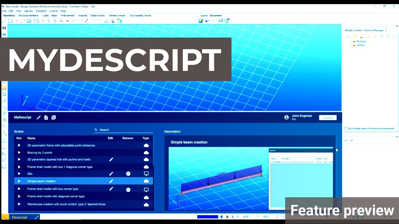 MyDescript - your personal scripting environment in Consteel