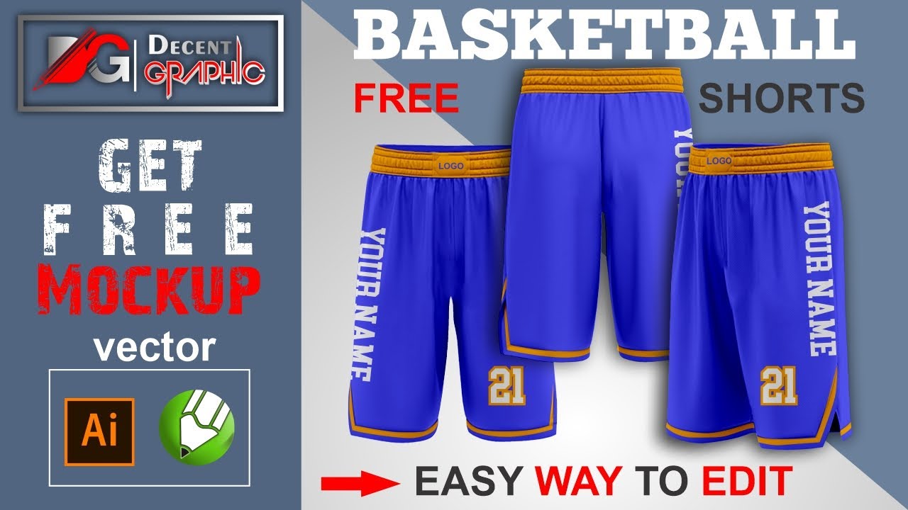 Free Basketball Shorts Editable Mockup Free in Adobe Illustrator & CorelDraw