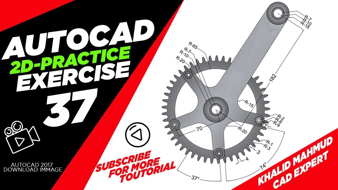 AutocAD 2D Practice Drawing / Basic & Advance Tutorial / Exercise 37