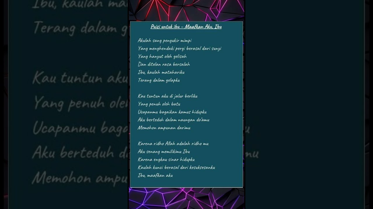 Puisi untuk ibu - Maafkan aku ibu