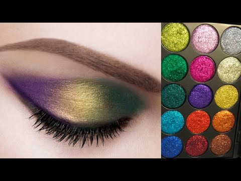 Green Golden Eyes Makeup Tutorial Purple Golden Green Eyes Makeup by nargis ali Sana yousaf #makeup