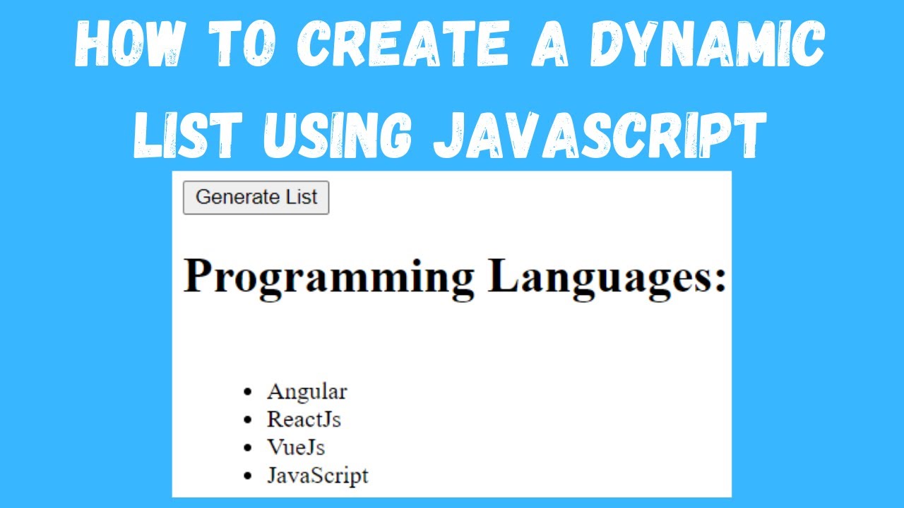 Create Dynamic List Using JavaScript | JavaScript Tutorial | NSCODE