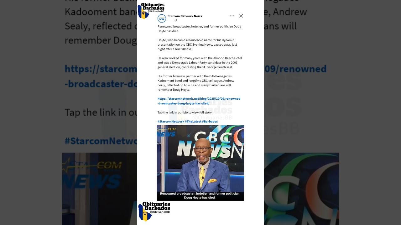 Doug Hoyte | Death Notice | Funeral Notice #obituariesbb #barbados #bb #obituariesbarbados