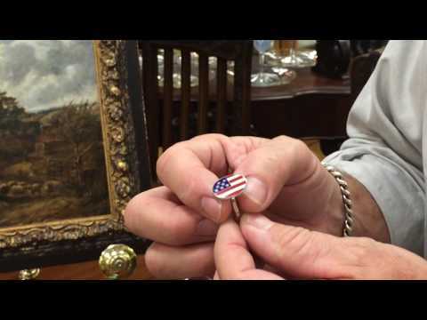 Vintage Tiffany Sterling Silver American Flag Cufflinks Americana 20th Century