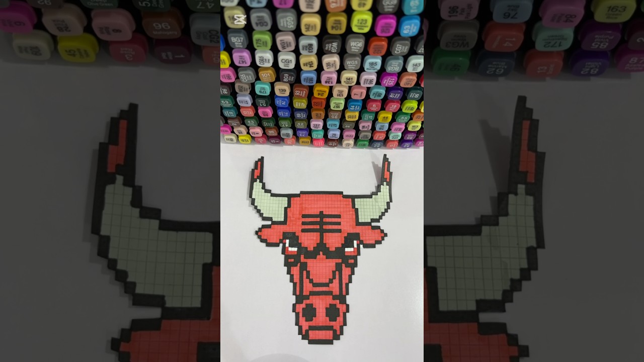 Pixel Art Idea….#bull #pixelart #shortsfeed #shortvideo #chicagobulls #angry#face #red #art #drawing