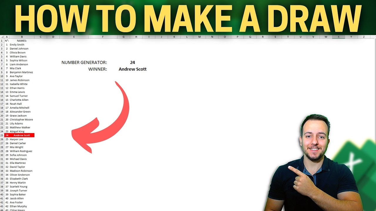 How to Draw a Winner From a List of Names in Excel | RandBetween and Vlookup