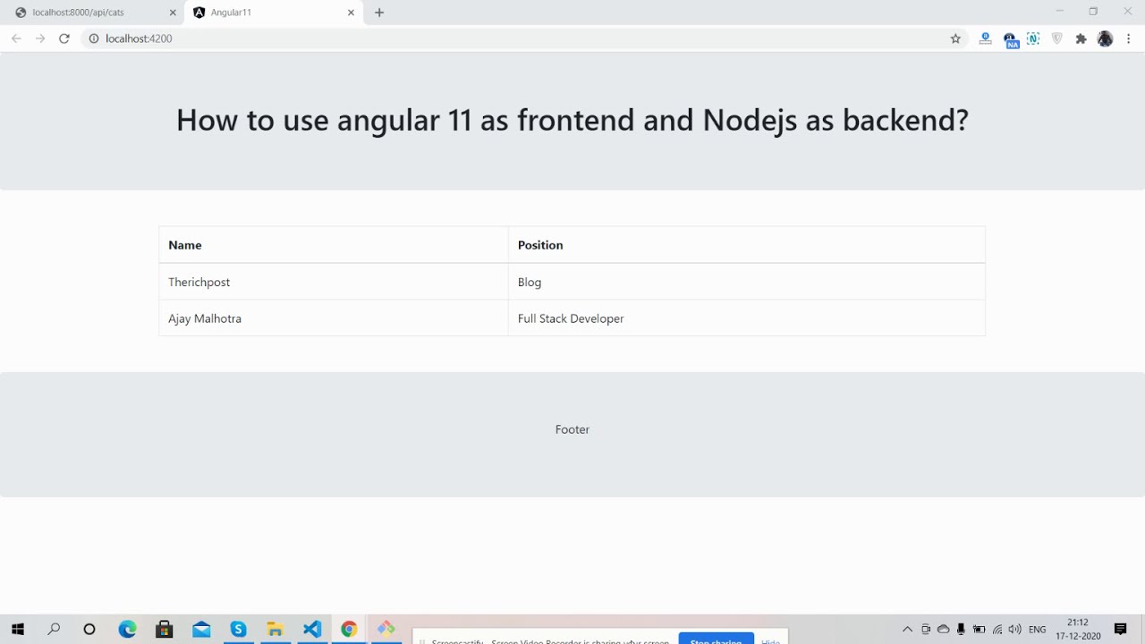 Angular 11 with Nodejs