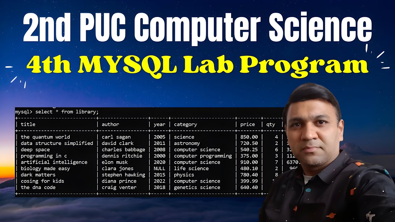 2nd PUC SQL lab Program 4 | 2nd PUC SQL lab Program 4 Answers