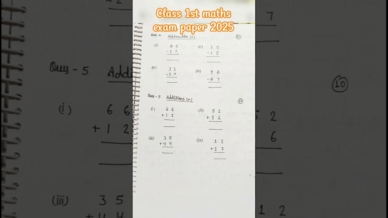 first term maths exam question paper for class 1st || maths revision work for exam class 1st 📝