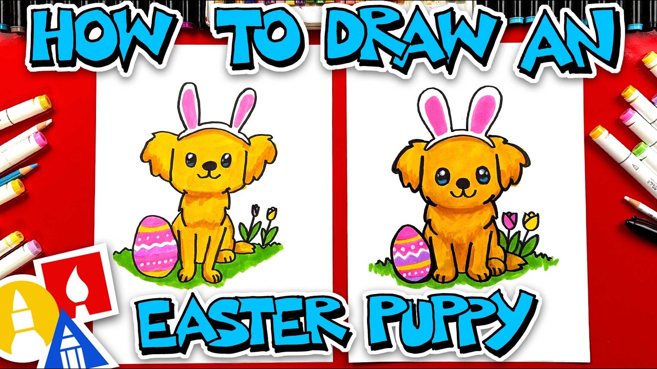How To Draw An Easter Puppy Golden Retriever