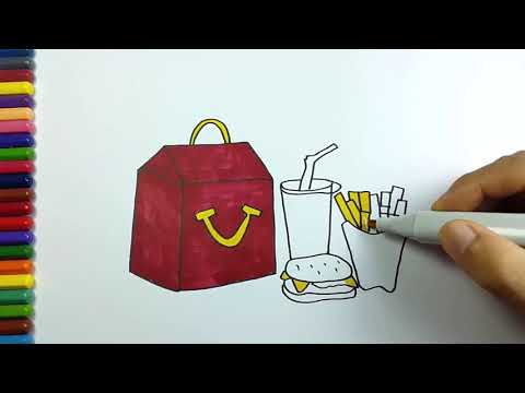 colouring food for kids | coloring page for free | Fast food | Happy meal