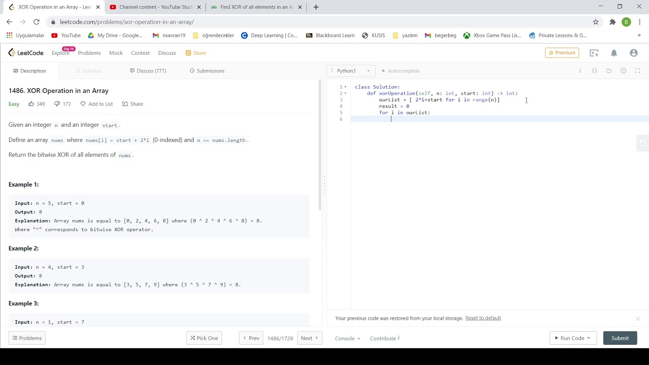 XOR Operation in an Array Solution