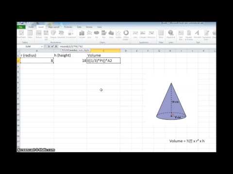 Volume of a Cone using Excel