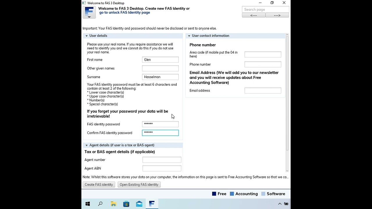 How to create a FAS Identity