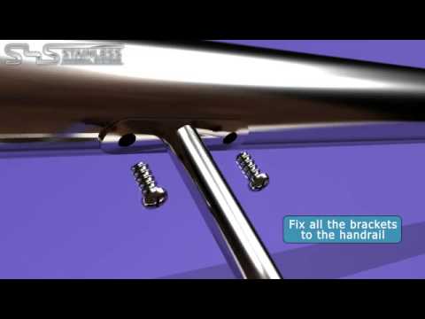 Stainless Steel Handrail Installation Video 3 holes Brackets from SHS Products