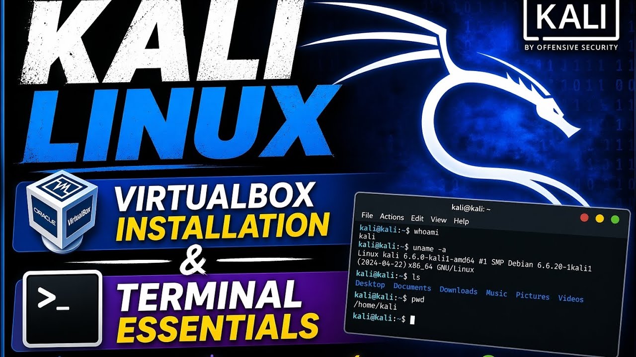Kali Linux Installation on VirtualBox & Terminal Essentials | Step-by-Step Guide (2026)