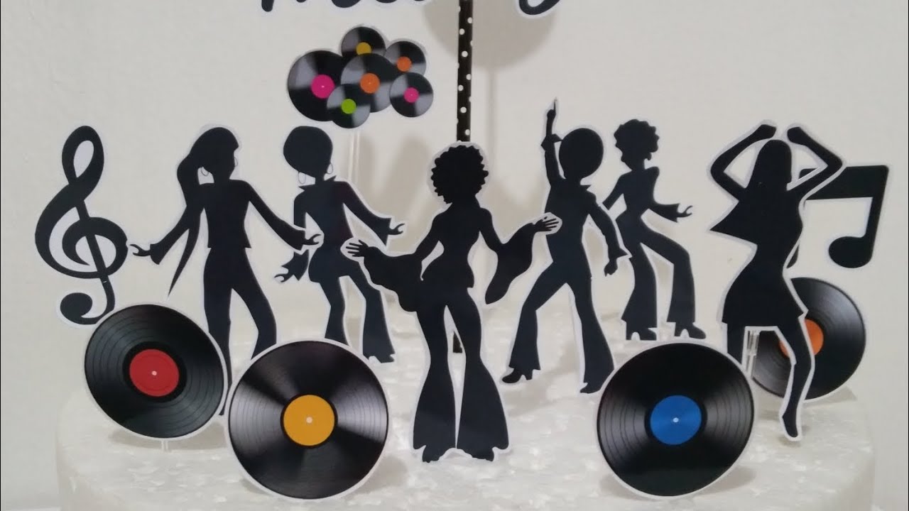 Topo de Bolo Tema Discoteca