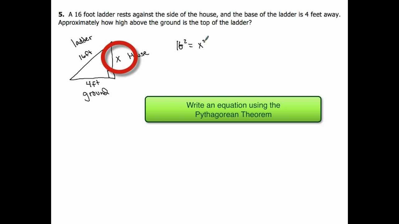 7-1 Pythagorean Theorem Ex 5-6: Word Problems