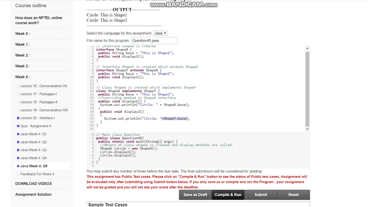 NPTL Programming in JAVA  Week 4.Programming assignment: Q5.