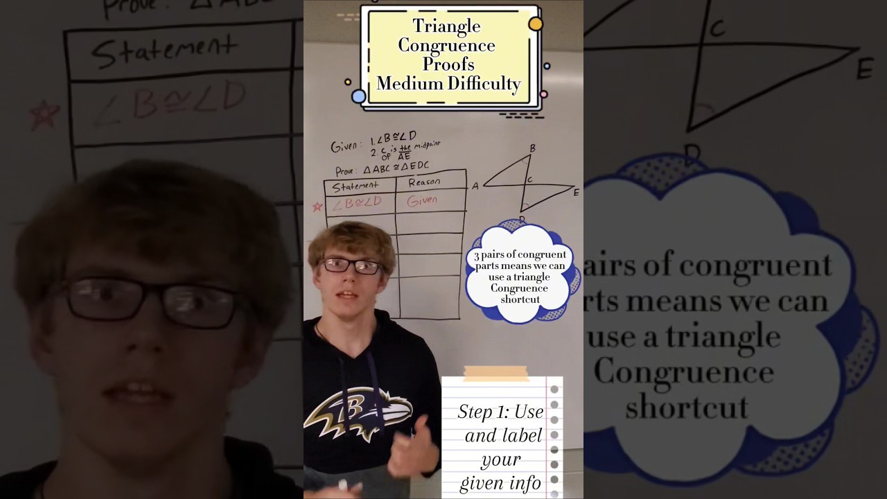 Triangle Congruence Proofs MADE EASY (Medium Difficulty) #maths #geometry #mathematics #proof
