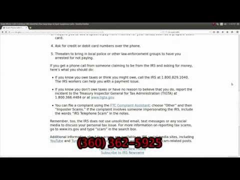 IRS Scam Alert #3 (360) 362-5925