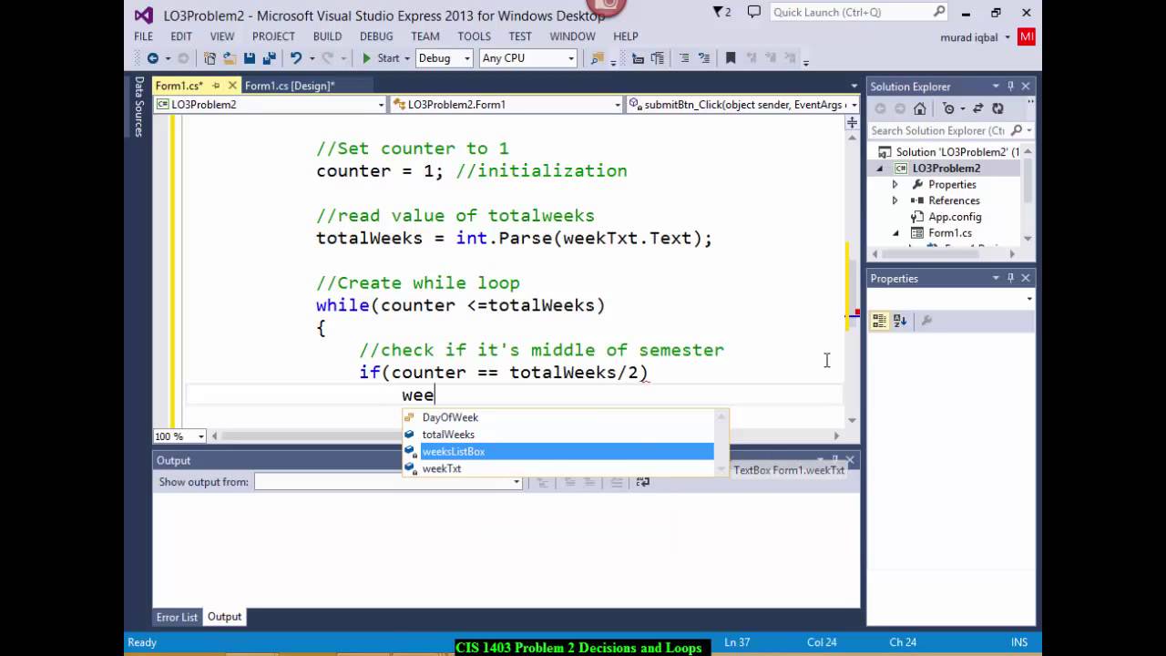 C# While Loop Exercise for Semester break