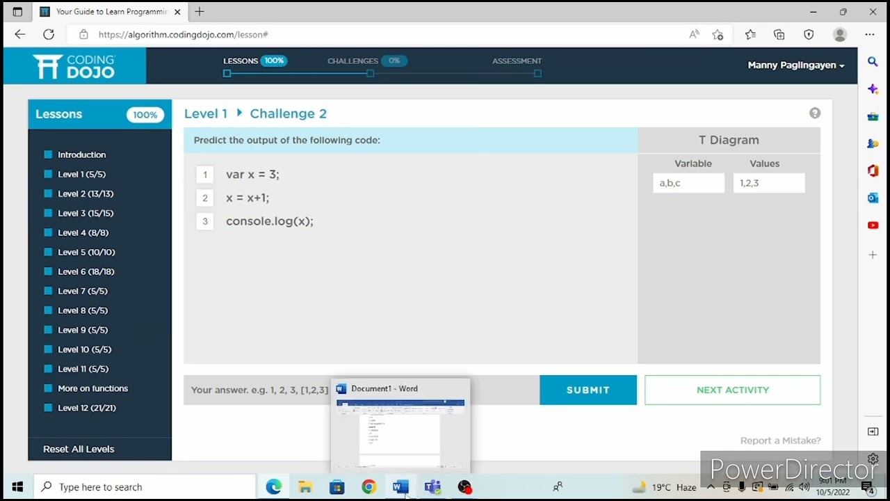 CodingDojo Challenges Level 1-12