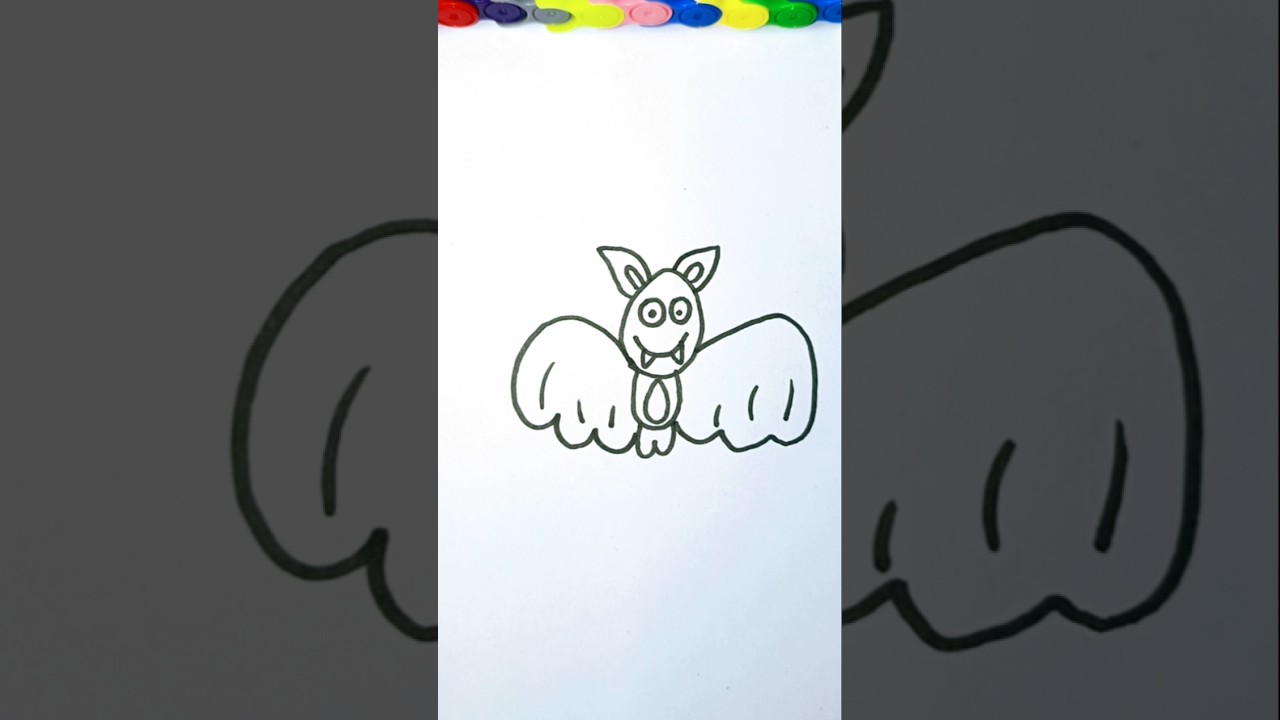 Very very easy bat drawing for kids #batdrawing #halloween #bats #shorts (971)