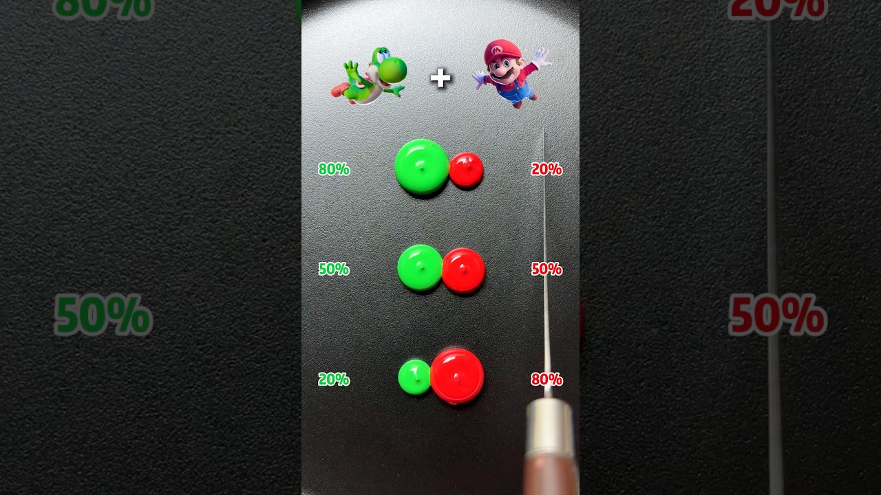 Yoshi vs Mario Guess the color #thesupermariogalaxymovie #yoshi #mario #colormixing