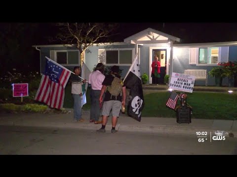A group of protesters spoke out at the Lucia Mar Unified School Board meeting