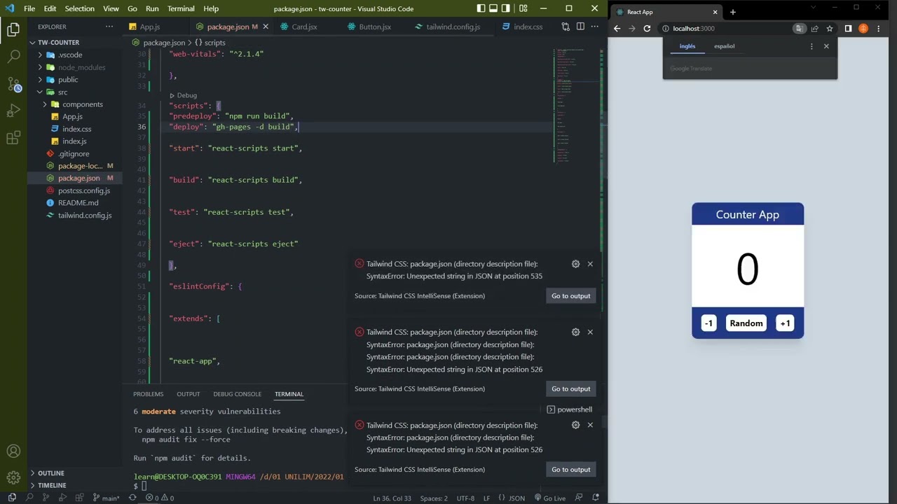 [8/8] Counter APP -  How to deploy a react projecto to Github Pages - React projects for beginers