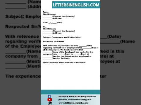 Letter For Employer Verifying Employment