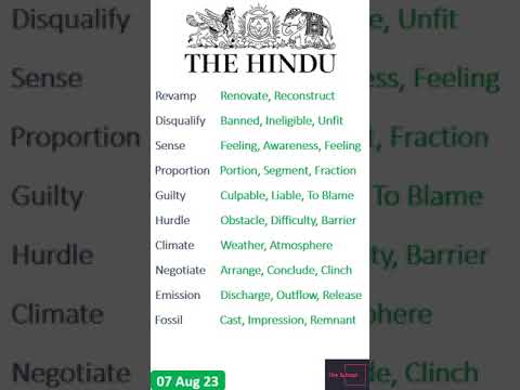 The Hindu News Paper - Vocabulary, Synonyms 7th August 2023 #newspaper #vocabulary #shorts