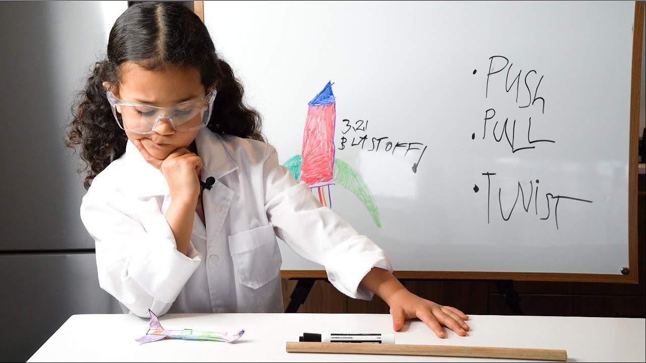 Part 1 ROCKET SCIENCE: Learn about FORCES with Lana Banana!! DIY straw rocket!