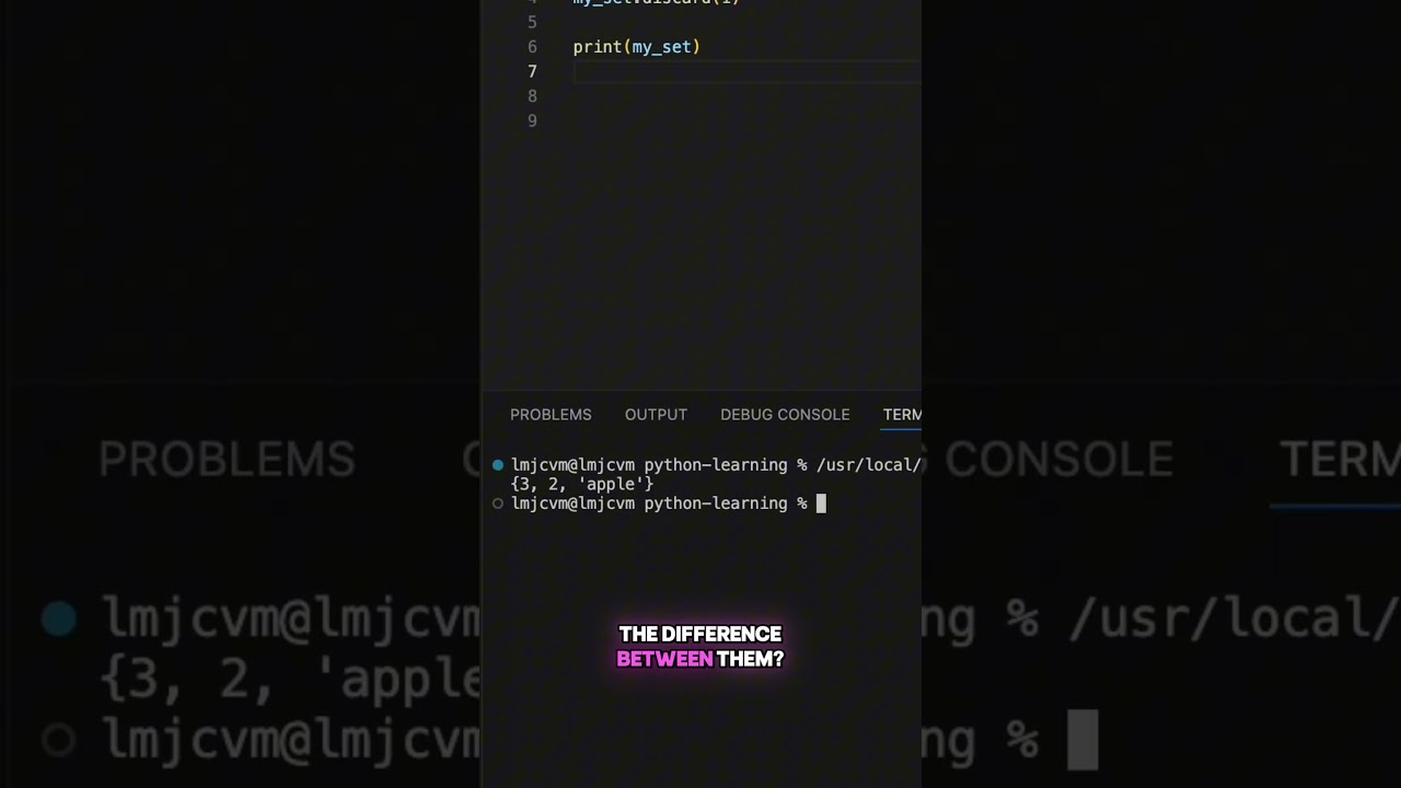 Python as noobs - Set remove vs discard #tuanhuydev #python #programming