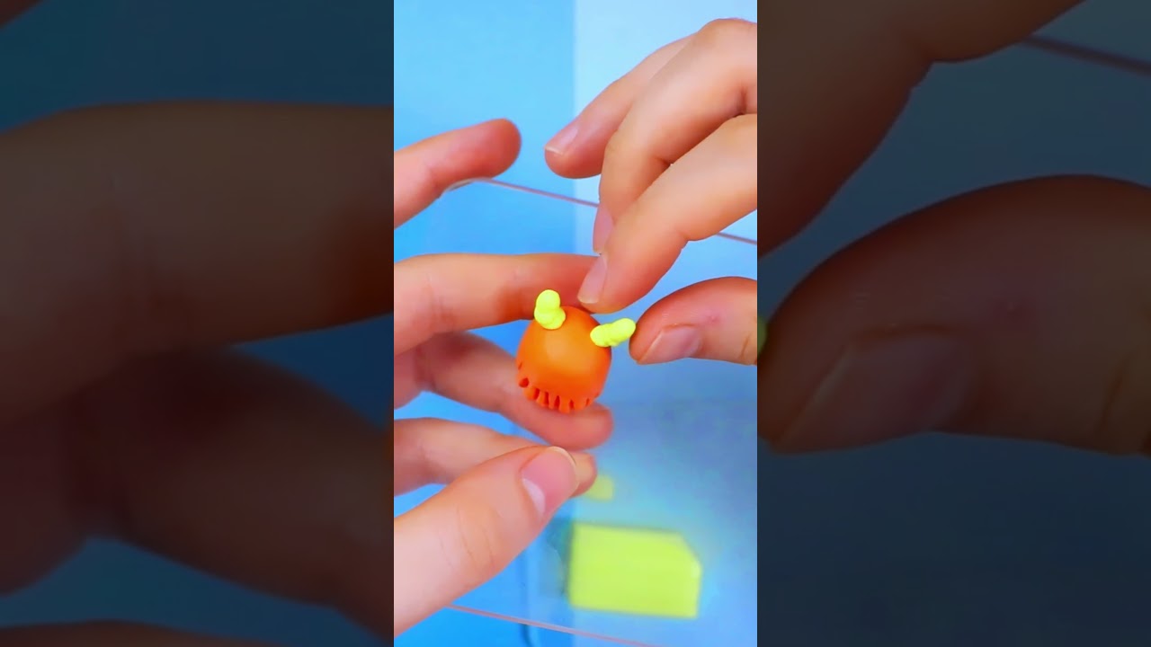Cartoon Orange Monster Toy - Creative Fun - Polymer Clay  #diy #fun #cartoon #art #creative #toys