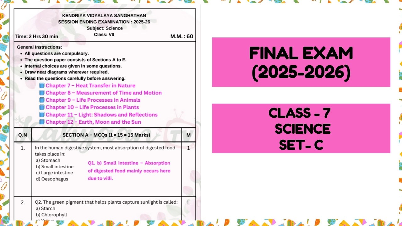 Class 7 Science Sample Paper Set C | Final Exam Practice | Curiosity | Full Syllabus